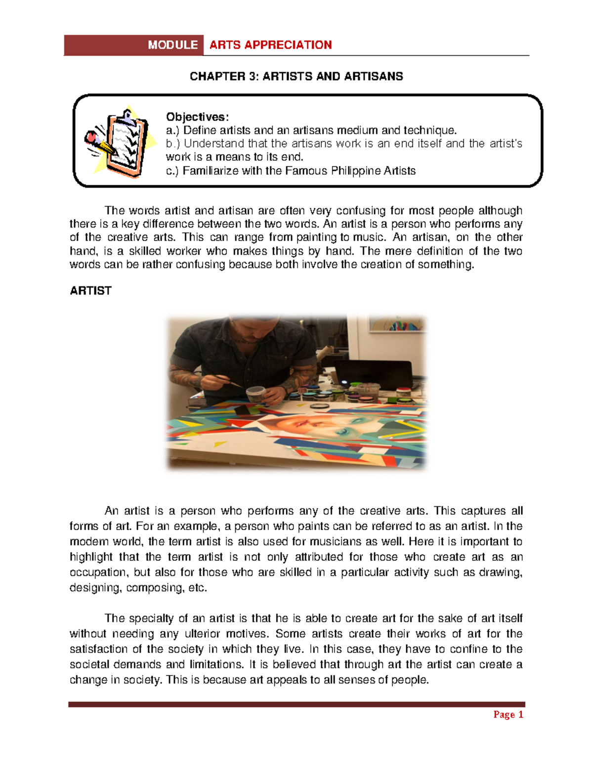 Chapter 3: Understanding Artists and Artisans' Roles in Art - Studocu