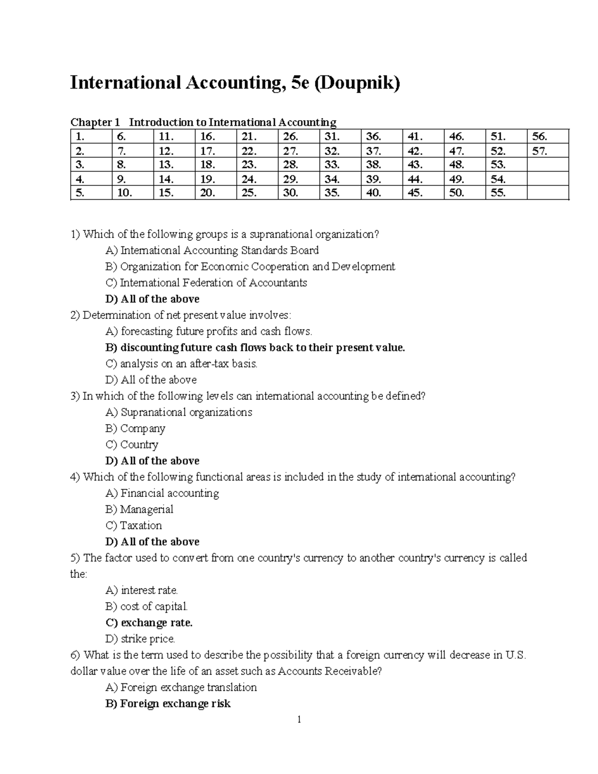 International Accounting, 5e (Doupnik) Chapter 1 Study Guide - Studocu