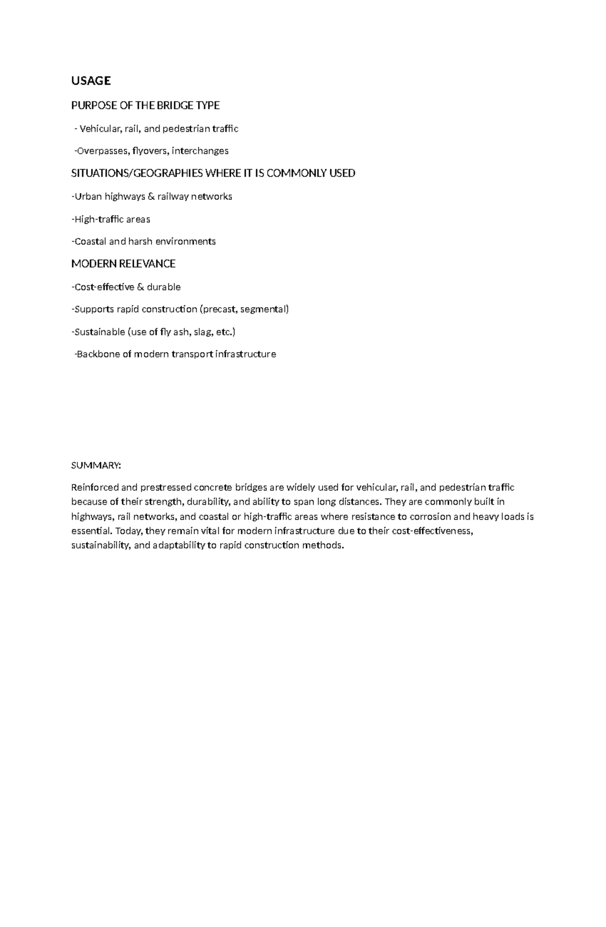 Usage and Modern Relevance of Bridge Types: Notes 4 - Studocu