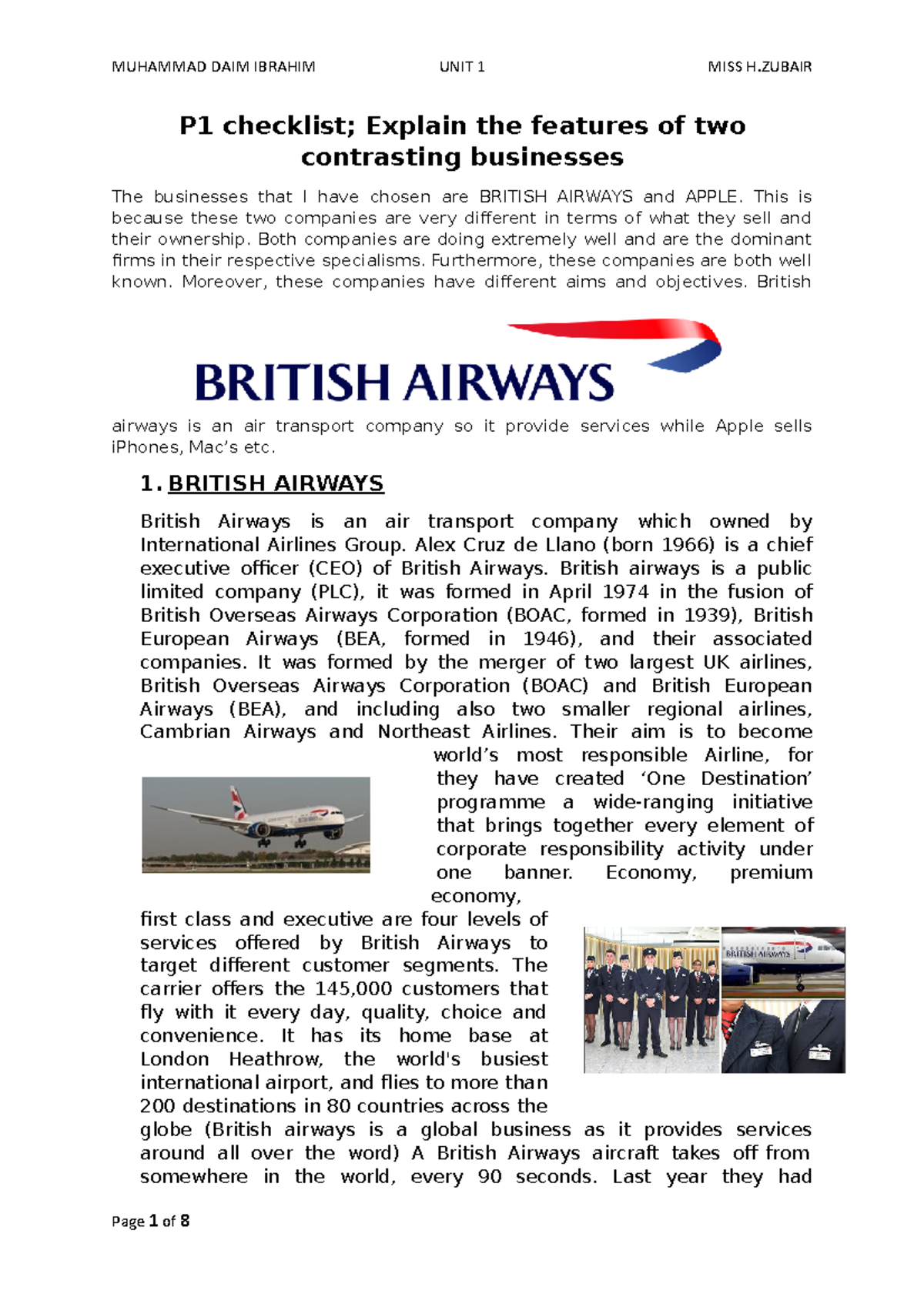 P1 - unit 1 btec business level 3 P1 - P1 checklist; Explain the ...