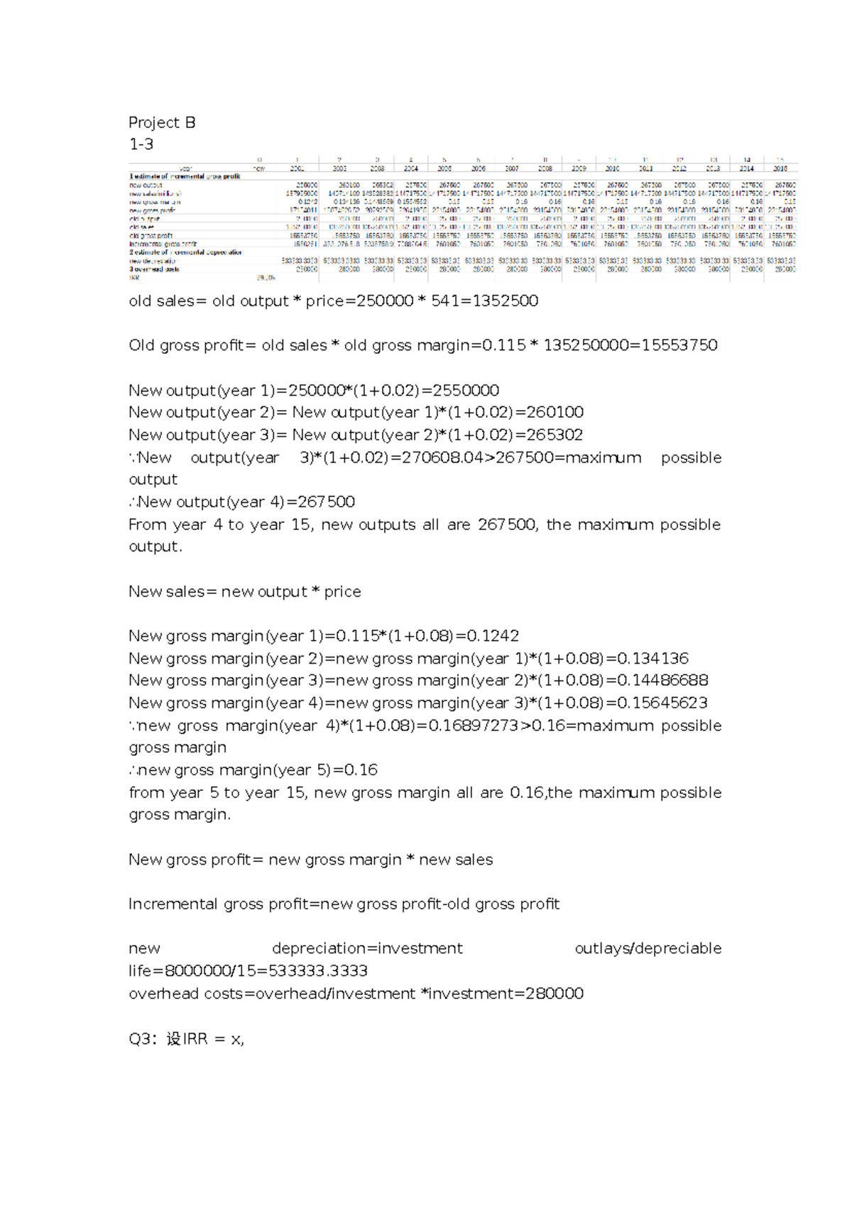 Final Version - WACC Analysis for Project B Outputs and Margins - Studocu