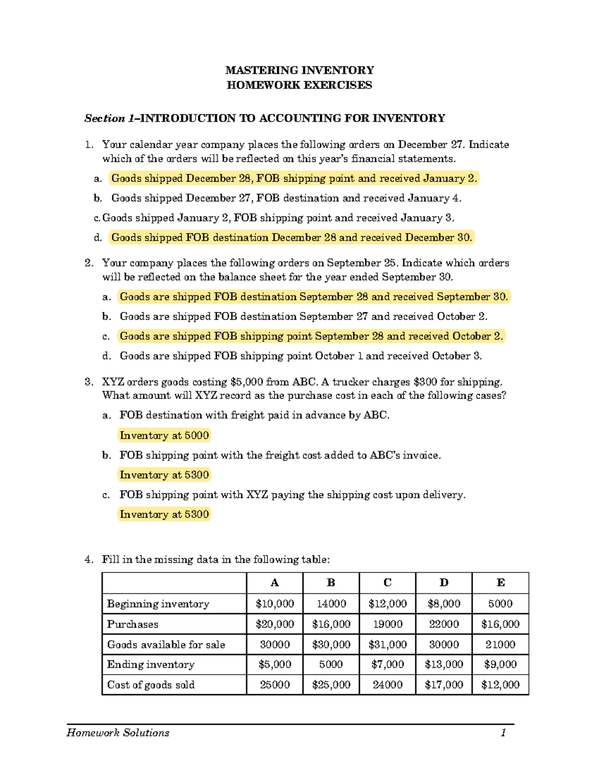 Module 7 - Accounting for Inventory Homework Problems Guide - Studocu