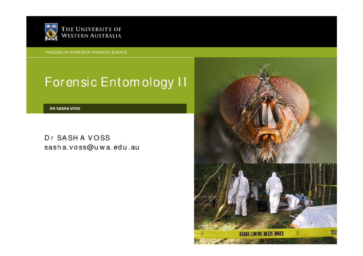 FNSC2200 Forensic Entomology II: Insect Succession & Collection - Studocu