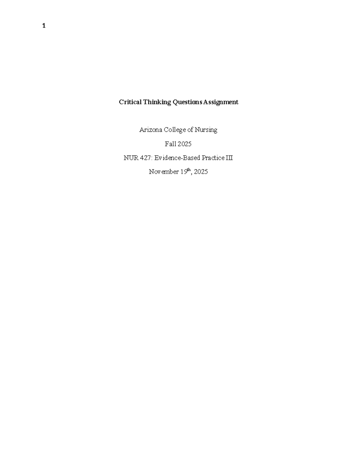 NUR 427: Critical Thinking Questions on Patient-Centered Care - Studocu
