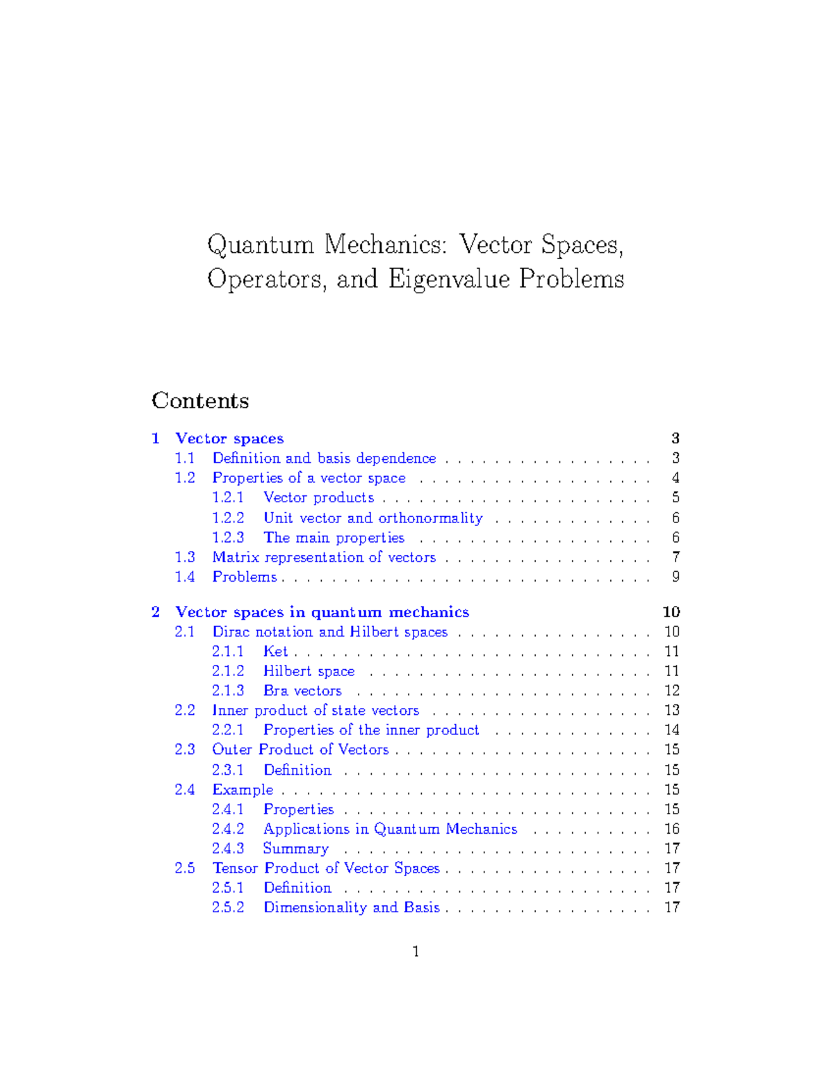 Quantum Mechanics (QM): Vector Spaces, Operators & Eigenvalues - Studocu