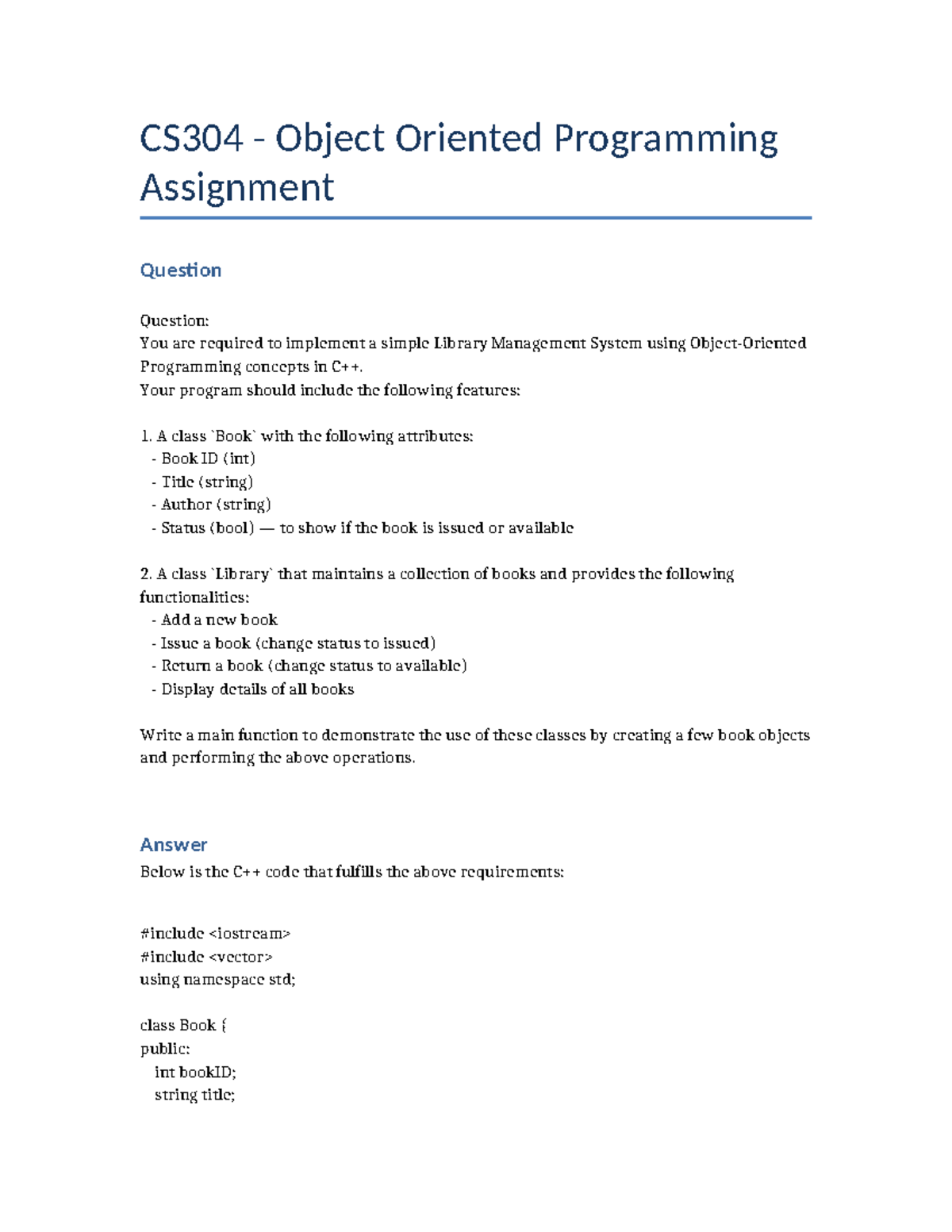 CS304 Assignment: Library Management System Implementation - Studocu