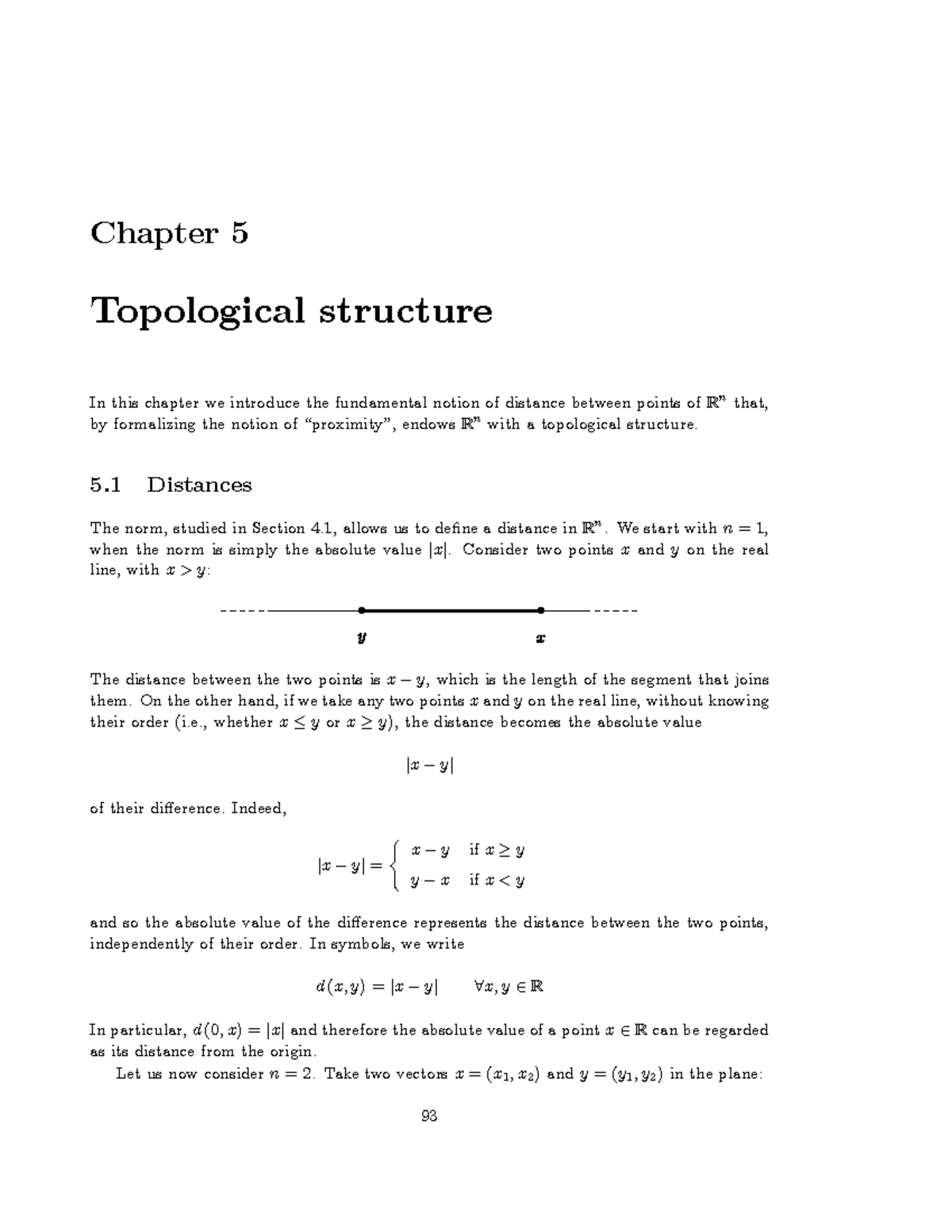 Chapter 5: Topological Structure and Distance in Rn - Notes - Studeersnel