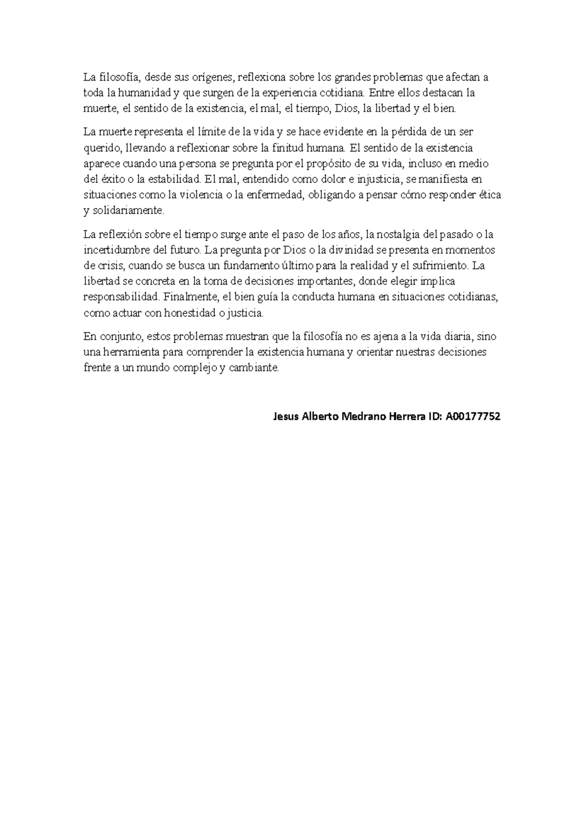 Reflexiones Filosóficas sobre la Existencia Humana - HGFDG - Studocu