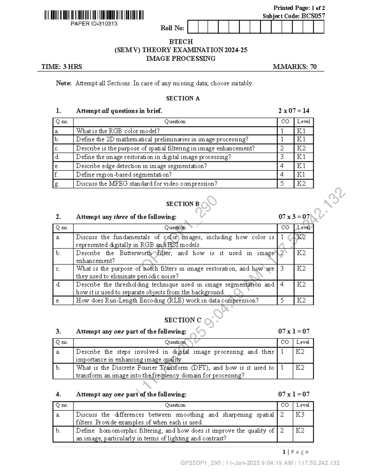 IP PYQ 2024-25: Image Processing Past Year Questions for Practice - Studocu