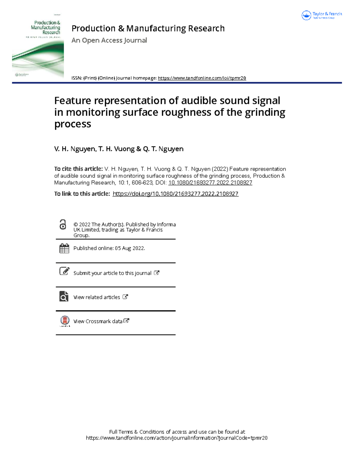 Feature Representation of Audible Sound Signals in Grinding Process ...