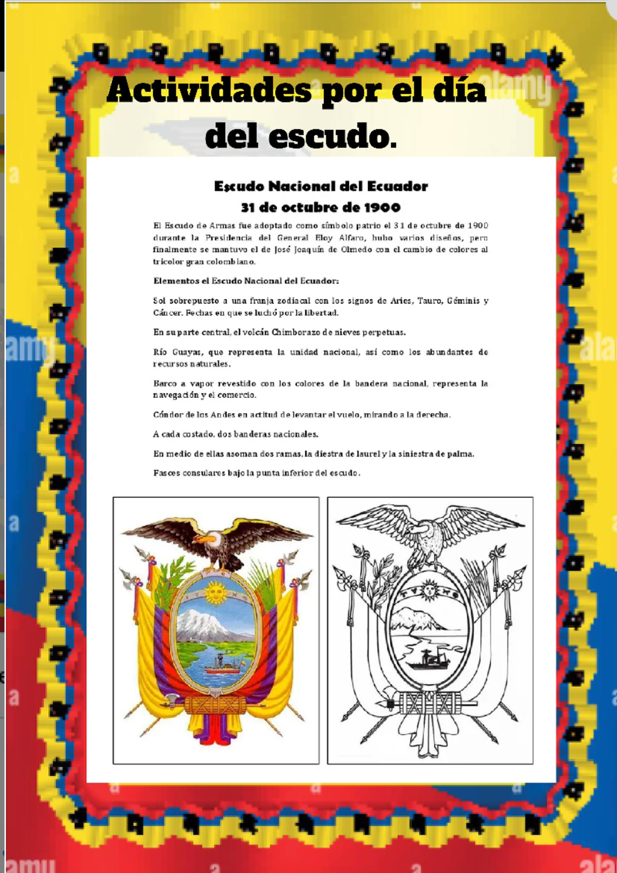 Actividades y Elementos del Escudo Nacional del Ecuador - Día del ...