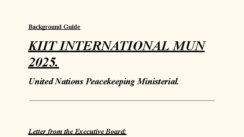 KIIT INTERNATIONAL MUN 2025: UN Peacekeeping Ministerial Background ...