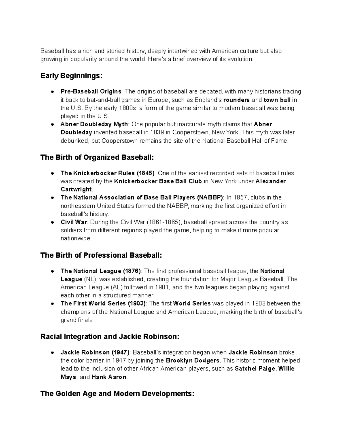 Baseball history - Baseball has a rich and storied history, deeply ...