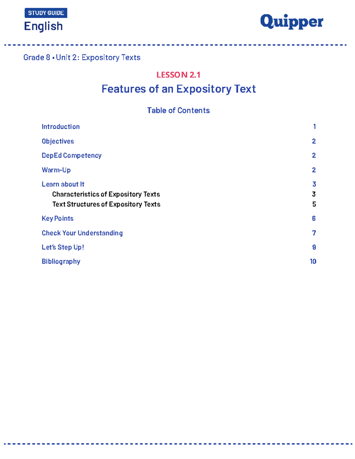 ME Eng 8 Q1 0201 SG Features of an Expository Text - Grade 8 • Unit 2 ...