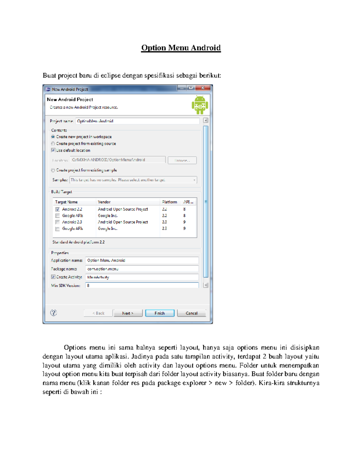 Pert IV - Final Project: Android Option Menu Implementation - Studocu