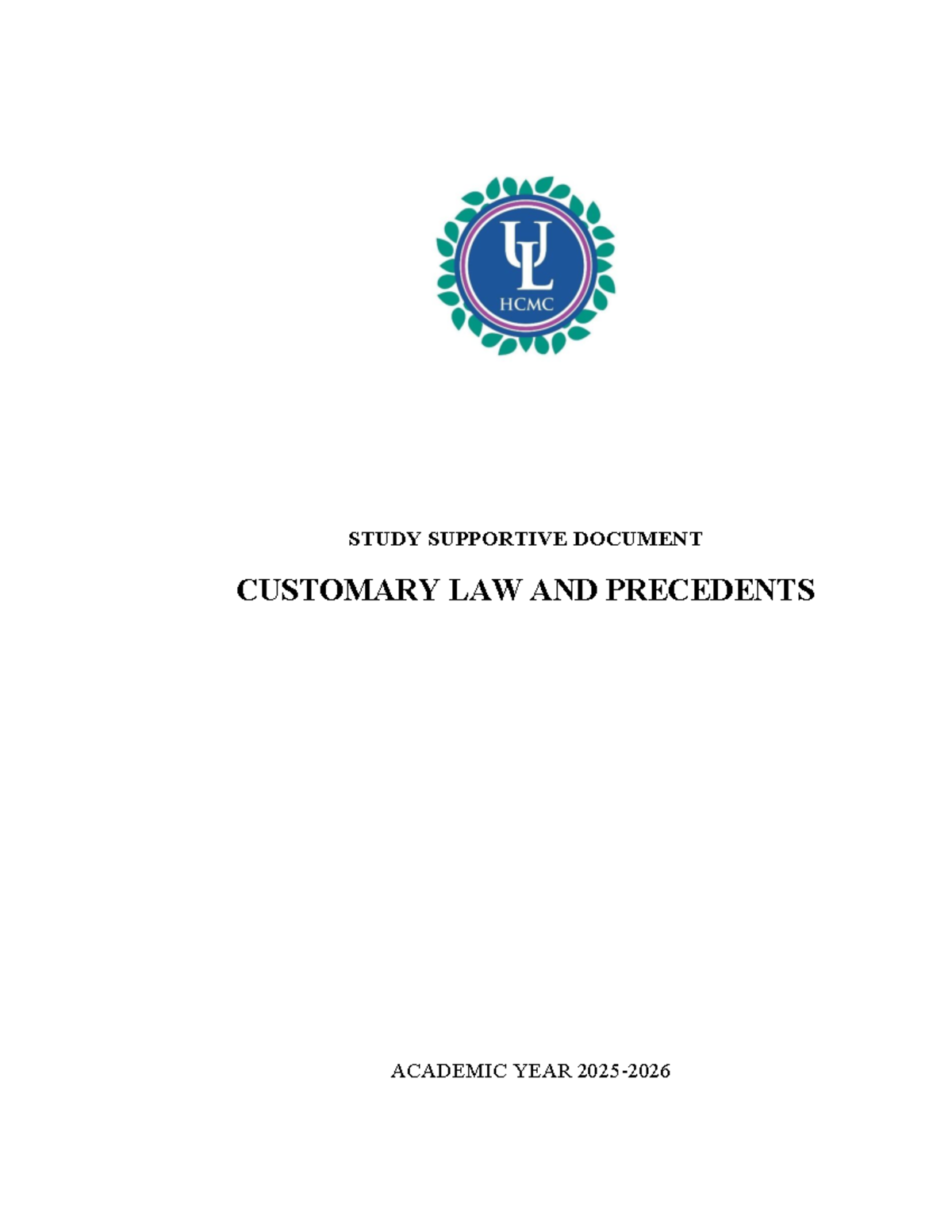 Customary Law and Precedents Syllabus (LLM Course) - Academic Year Part ...