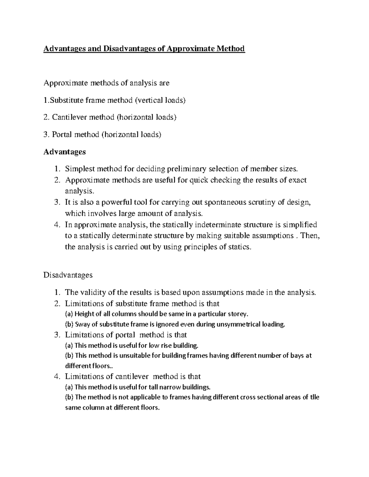 Advantages and Disadvantages of Approximate Methods in Analysis - Studocu