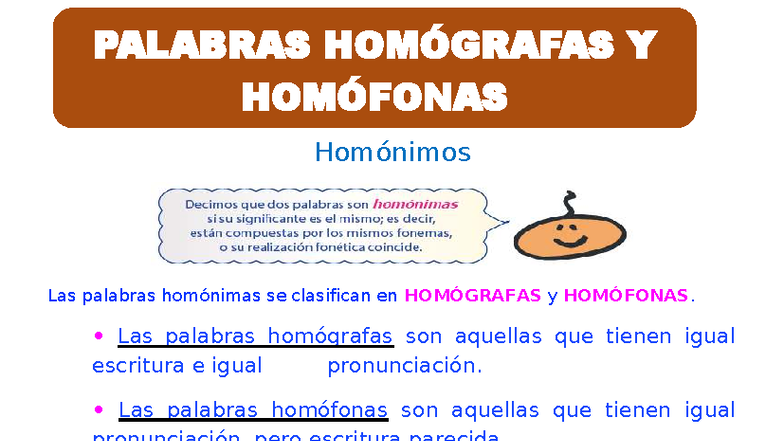 Palabras Homógrafas y Homófonas: Ejercicios y Ejemplos - Studocu