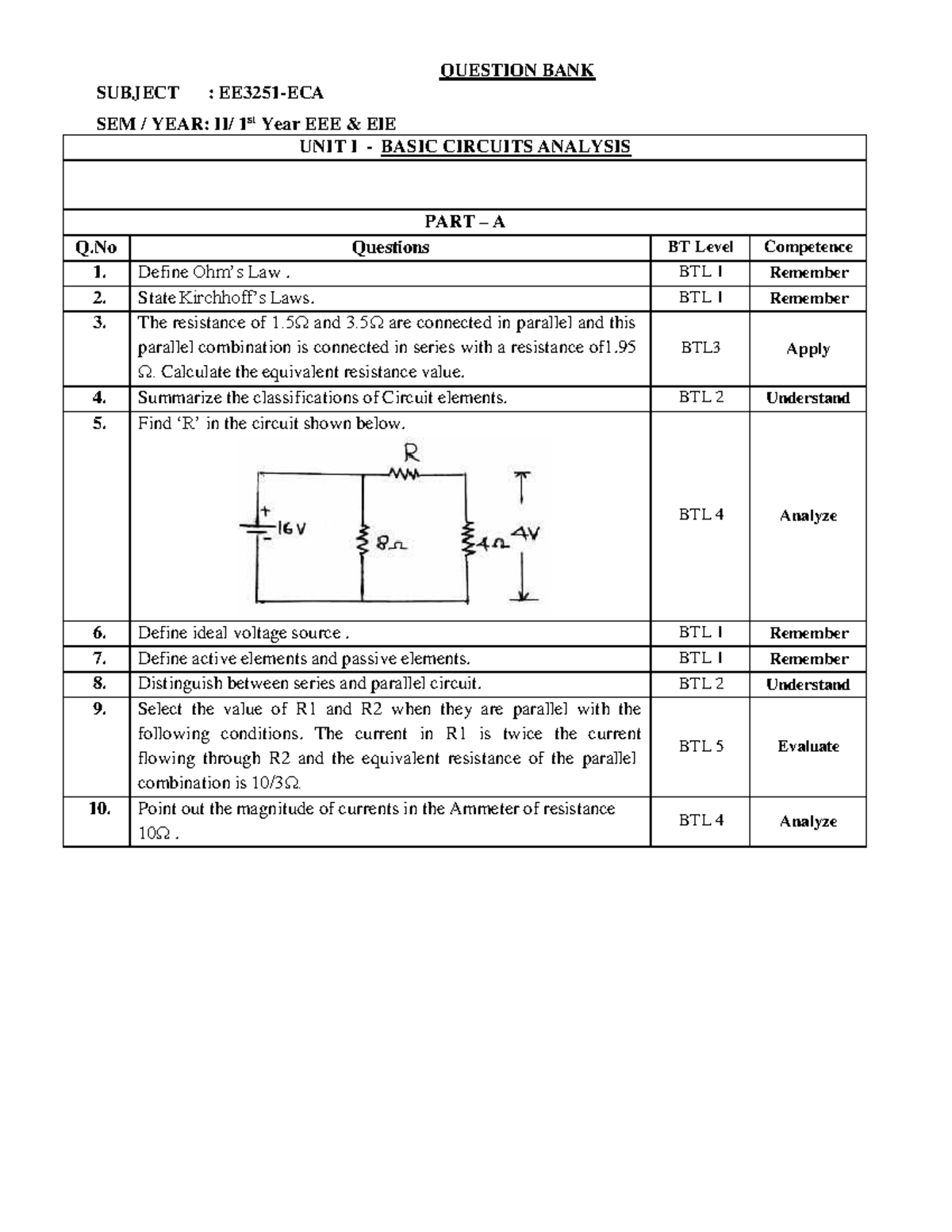 EE3251-ECA Electric Circuit Analysis - Important Question Bank - Studocu