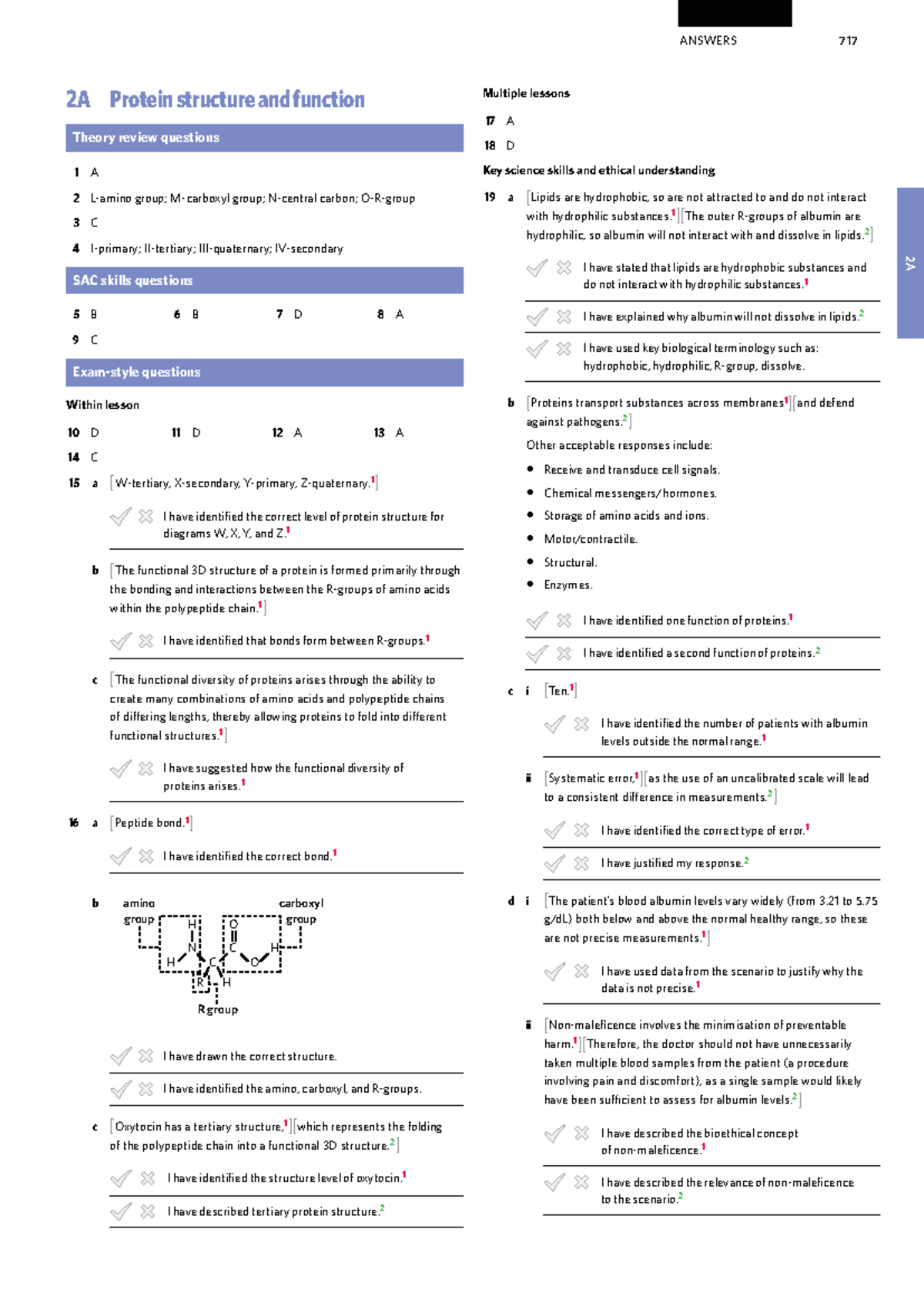 Edrolo VCE Biology Units 34 - Chapter 2 answers PDF - 2A 2A Protein ...