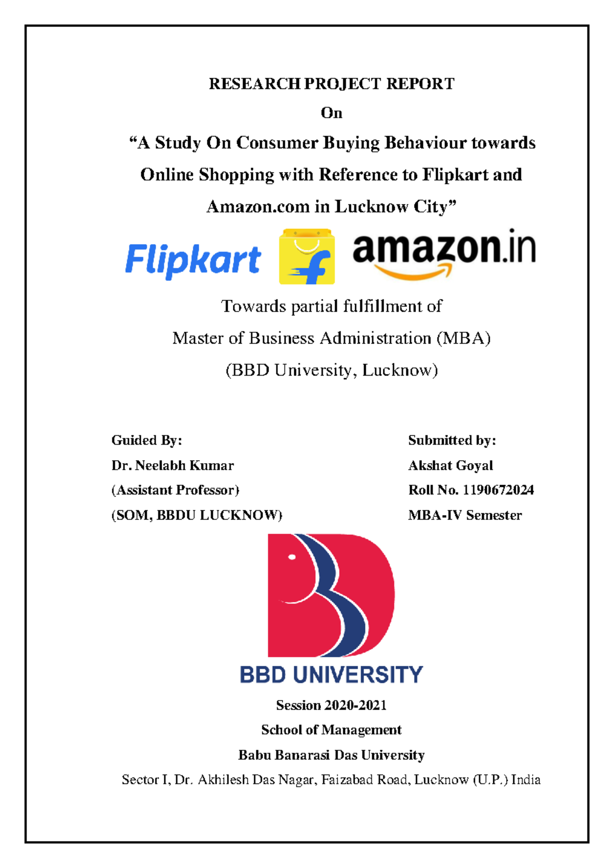 MBA Research Project: Consumer Buying Behaviour in Online Shopping ...