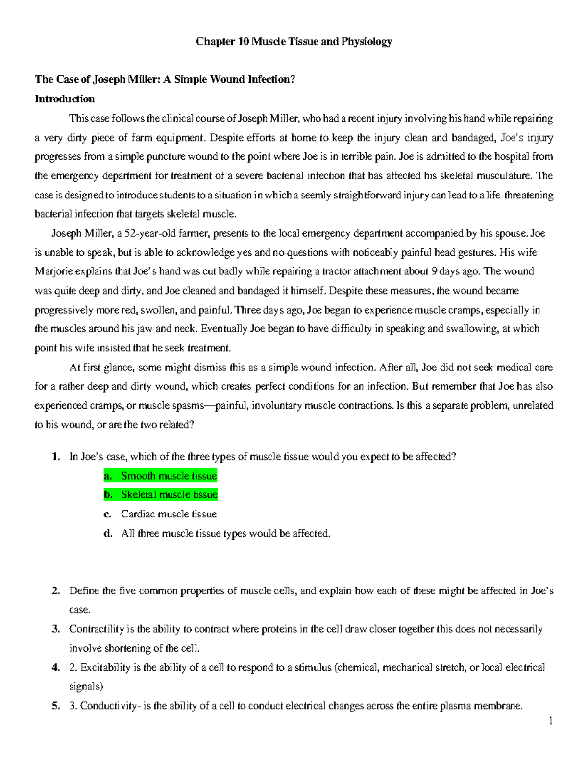 Muscle Tissue Case Study: Joseph Miller's Wound Infection Analysis ...
