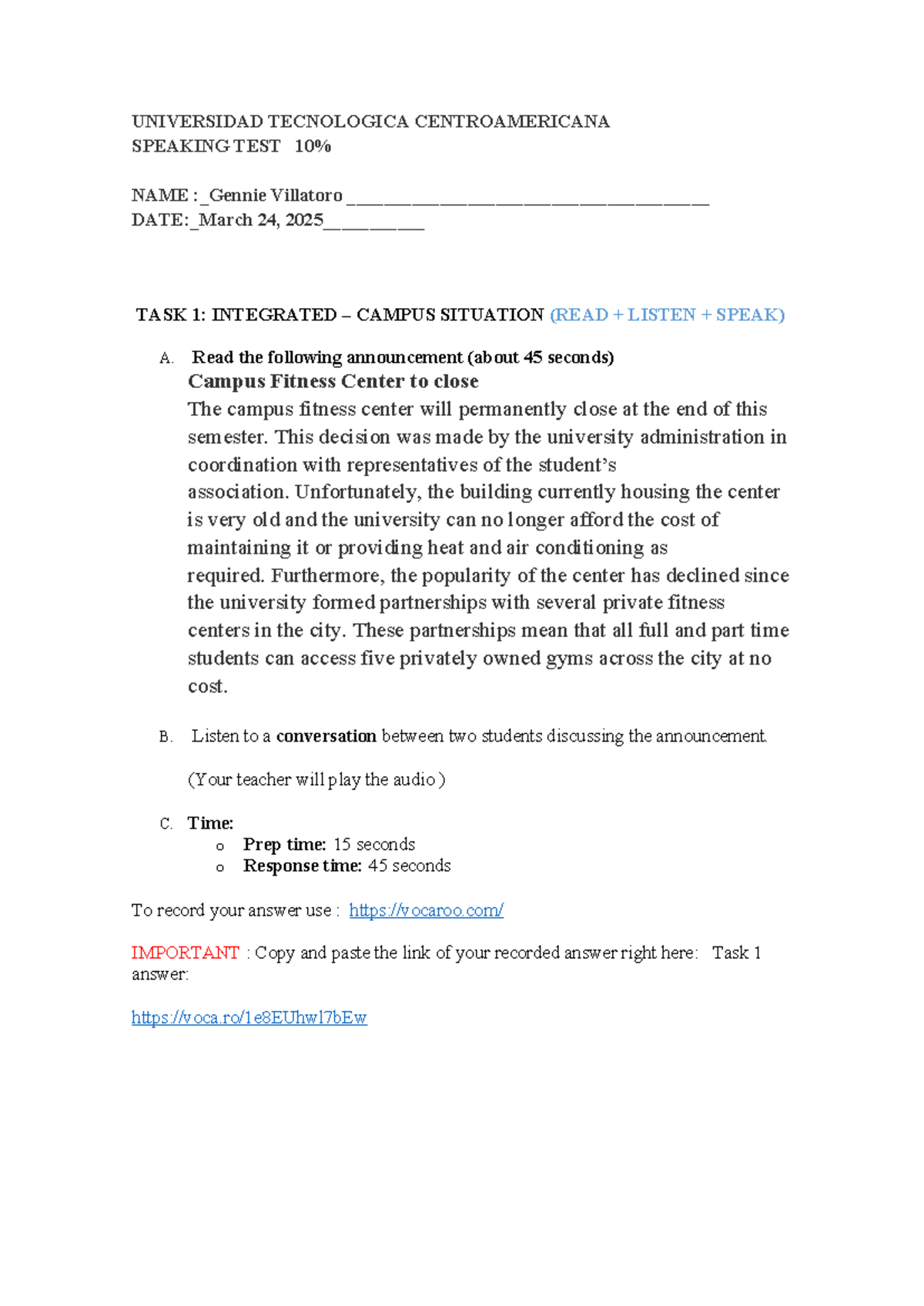 TOEFL Speaking Test: Integrated Campus Situation & Academic Discussion ...