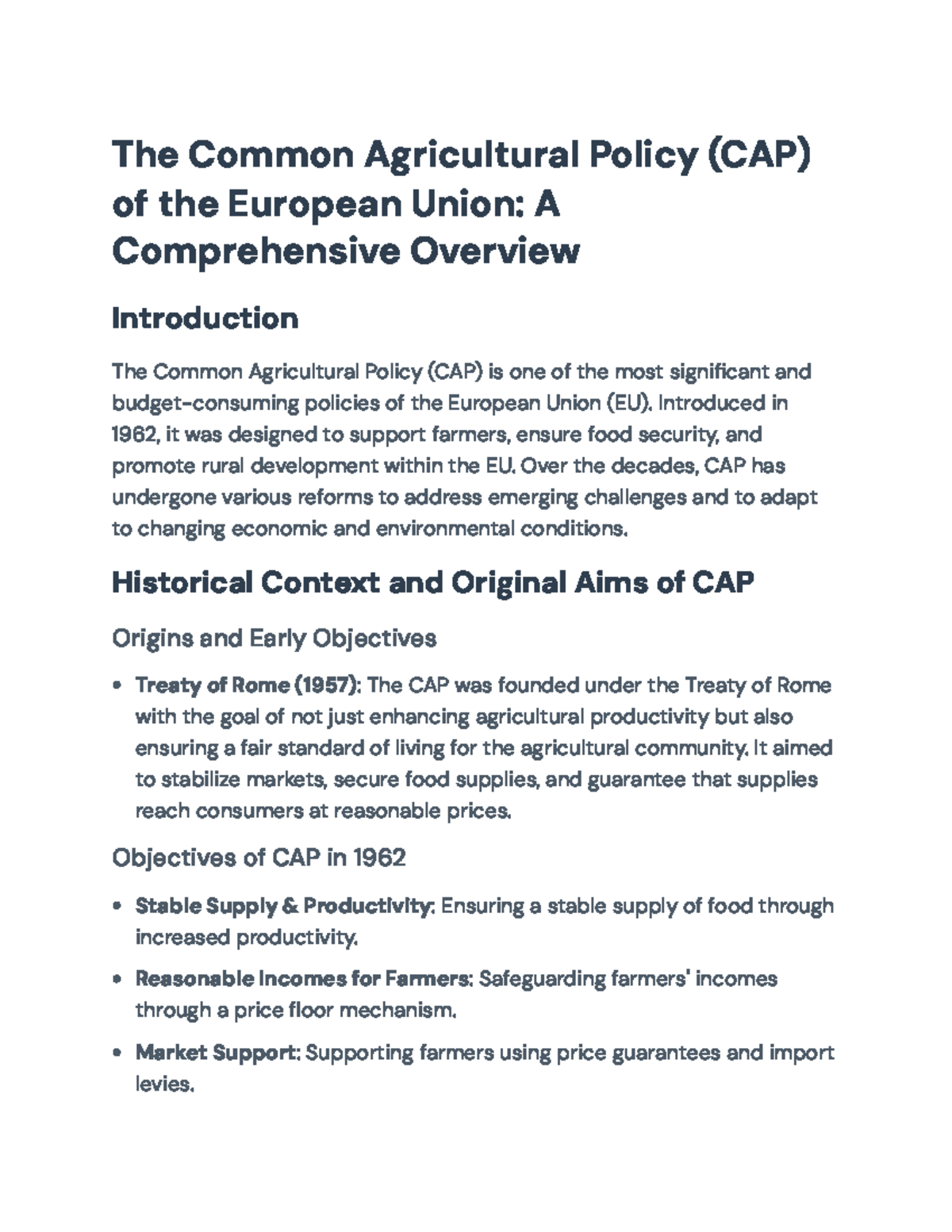 Comprehensive Overview of the EU Common Agricultural Policy (CAP ...