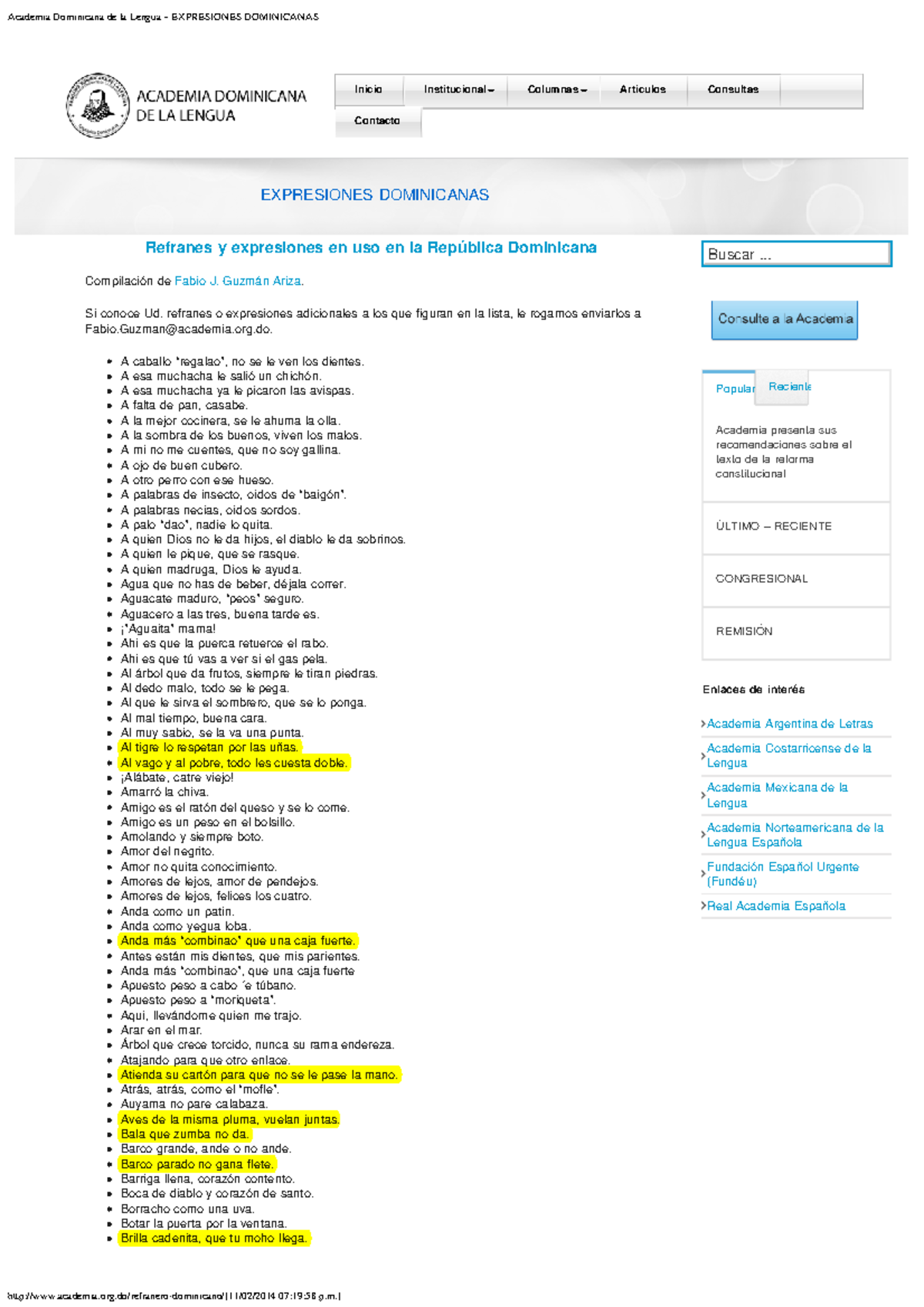 Expresiones y Refranes Dominicanos - Academia Dominicana de la Lengua ...