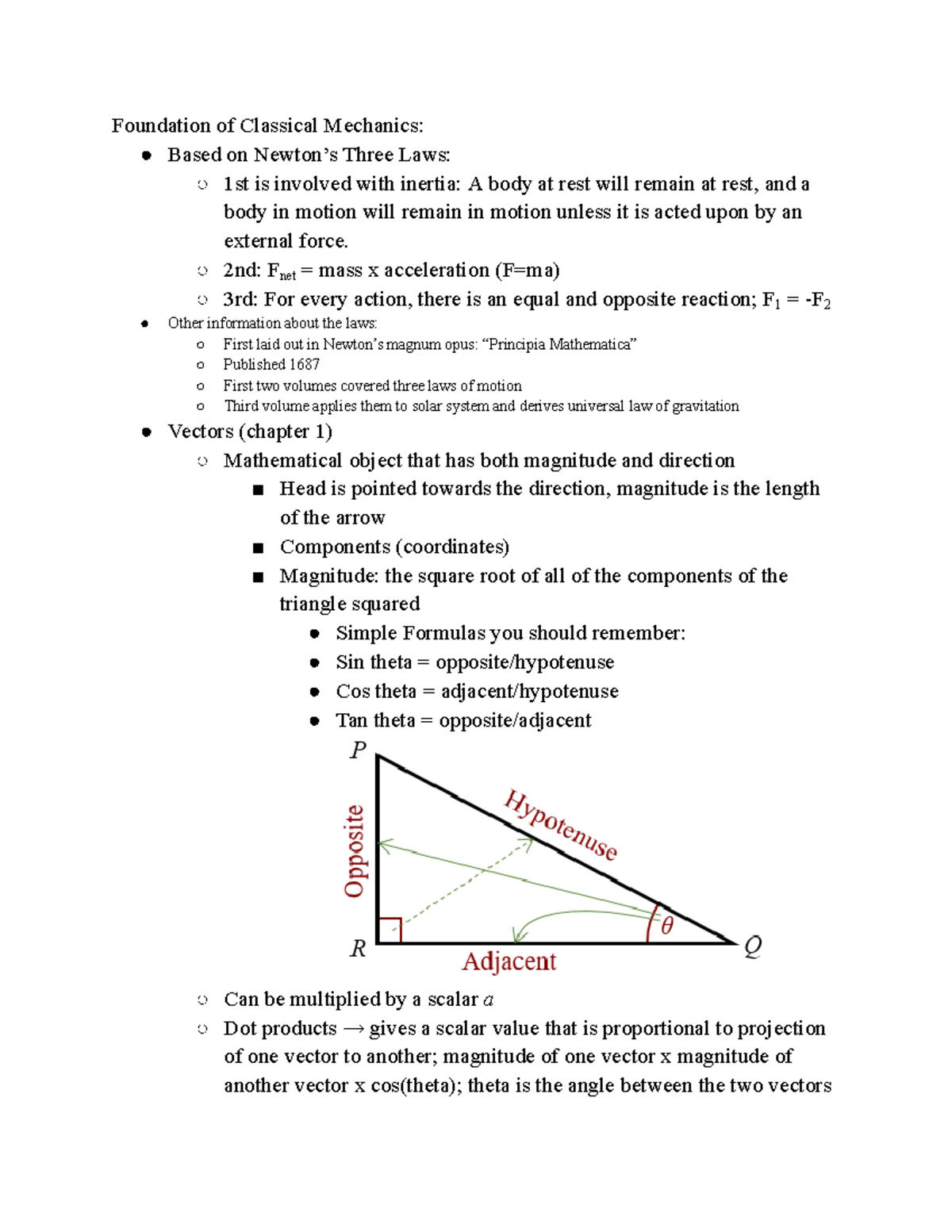 Physics 7C Lecture Notes: Foundations of Classical Mechanics (Midterm 1 ...