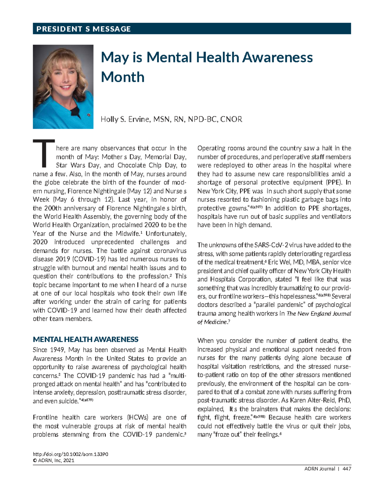 PR ES I DEN T S MES SAG E: May Mental Health Awareness Month Insights ...