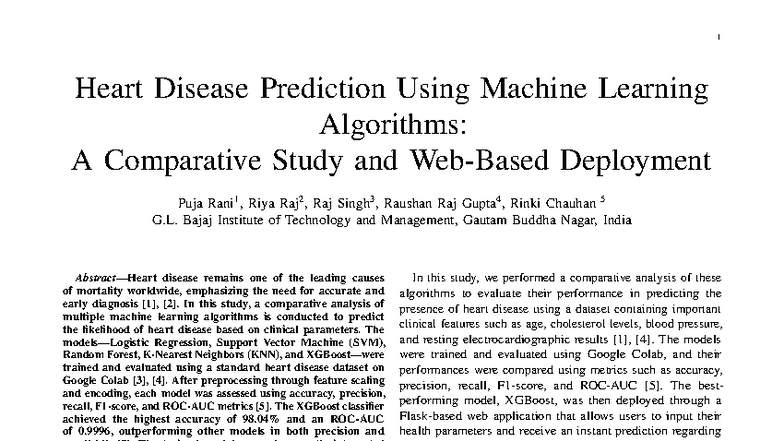 Heart Disease Prediction Using ML Algorithms: A Comparative Study ...