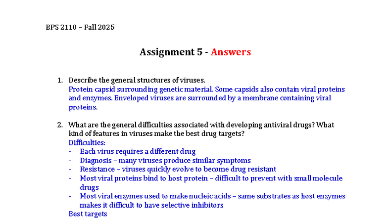 BPS 2110 Fall 2025 Assignment 5 - Antiviral Drug Insights - Studocu