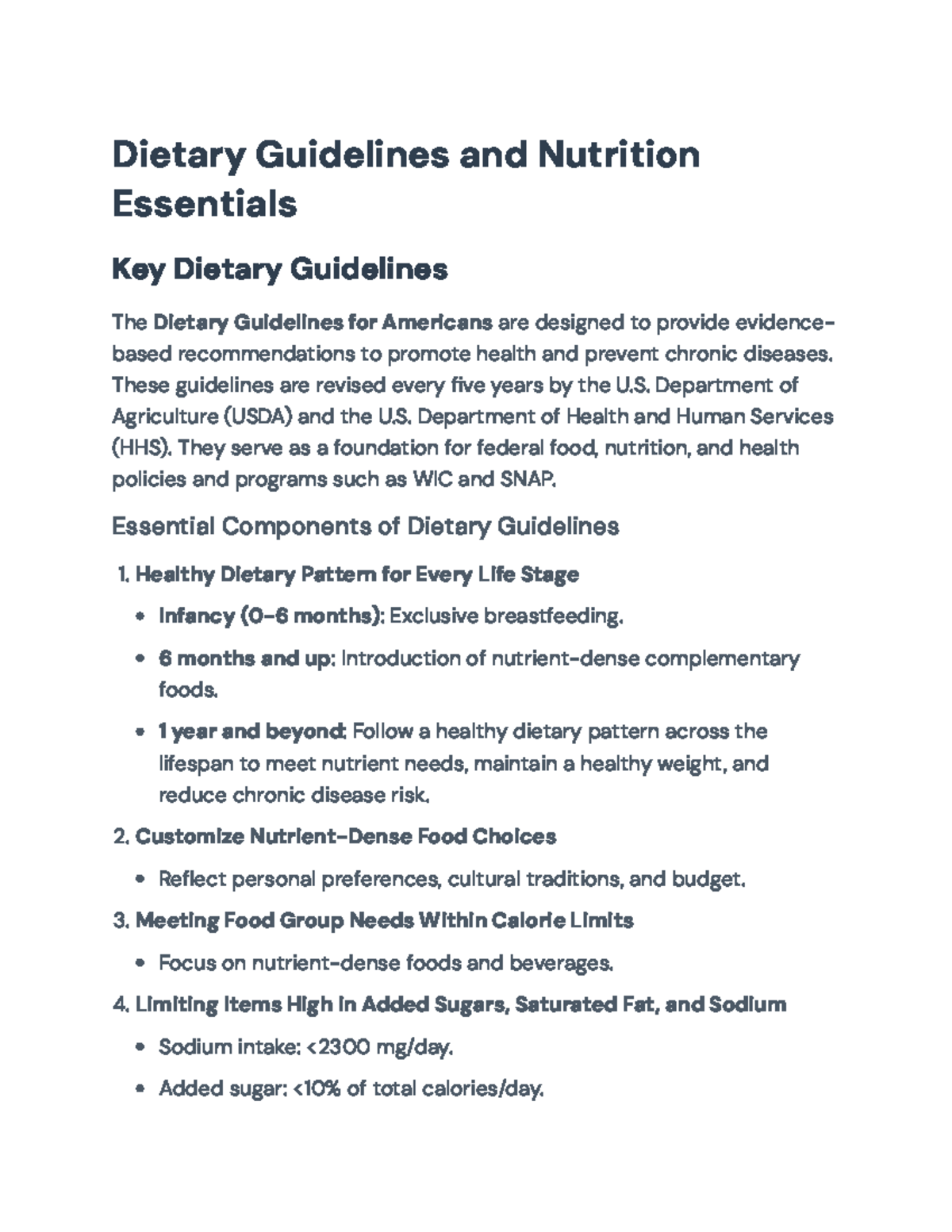 Nutrition Essentials: Dietary Guidelines and Macronutrient Overview ...