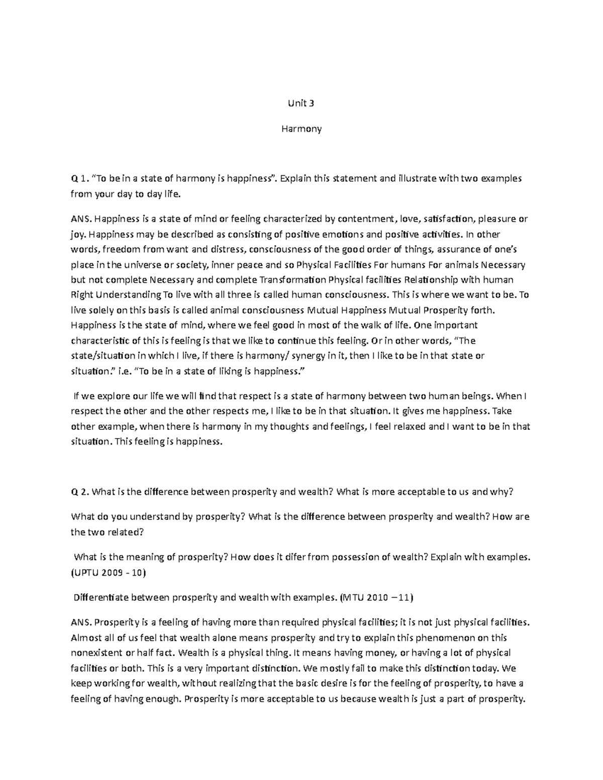 Unit 3: Exploring Harmony, Happiness, and Prosperity - Key Concepts and ...