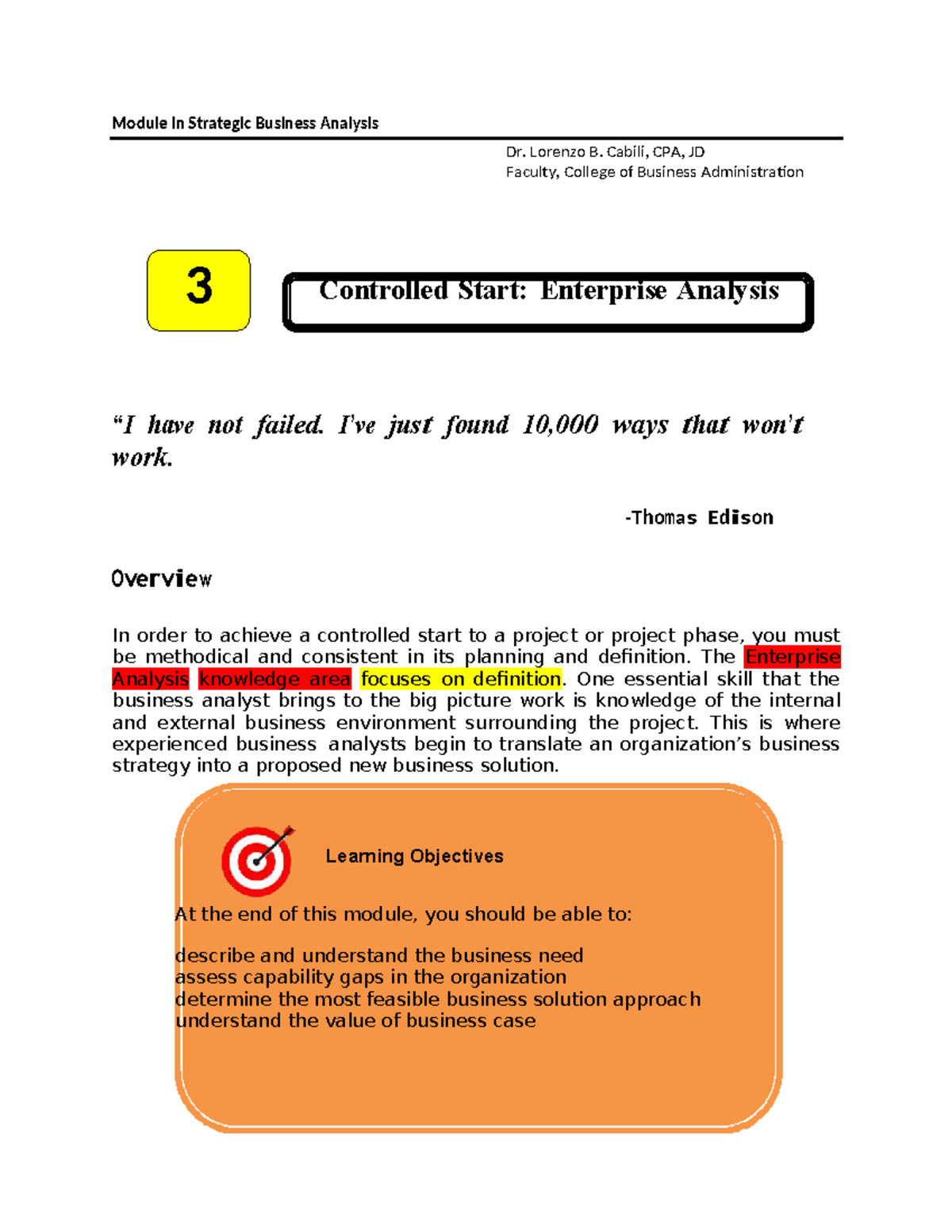 Module 3: Strategic Business Analysis Overview and Key Concepts - Studocu