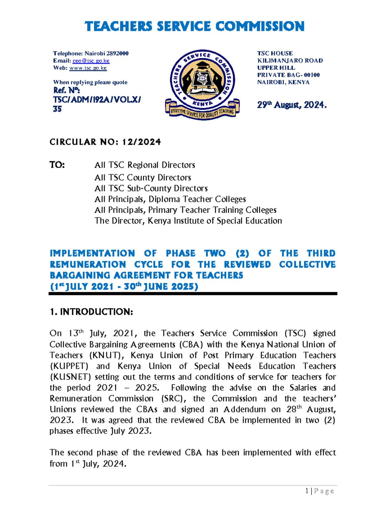 CBA Circular 2024: Implementation of Phase 2 for Teachers' Remuneration ...