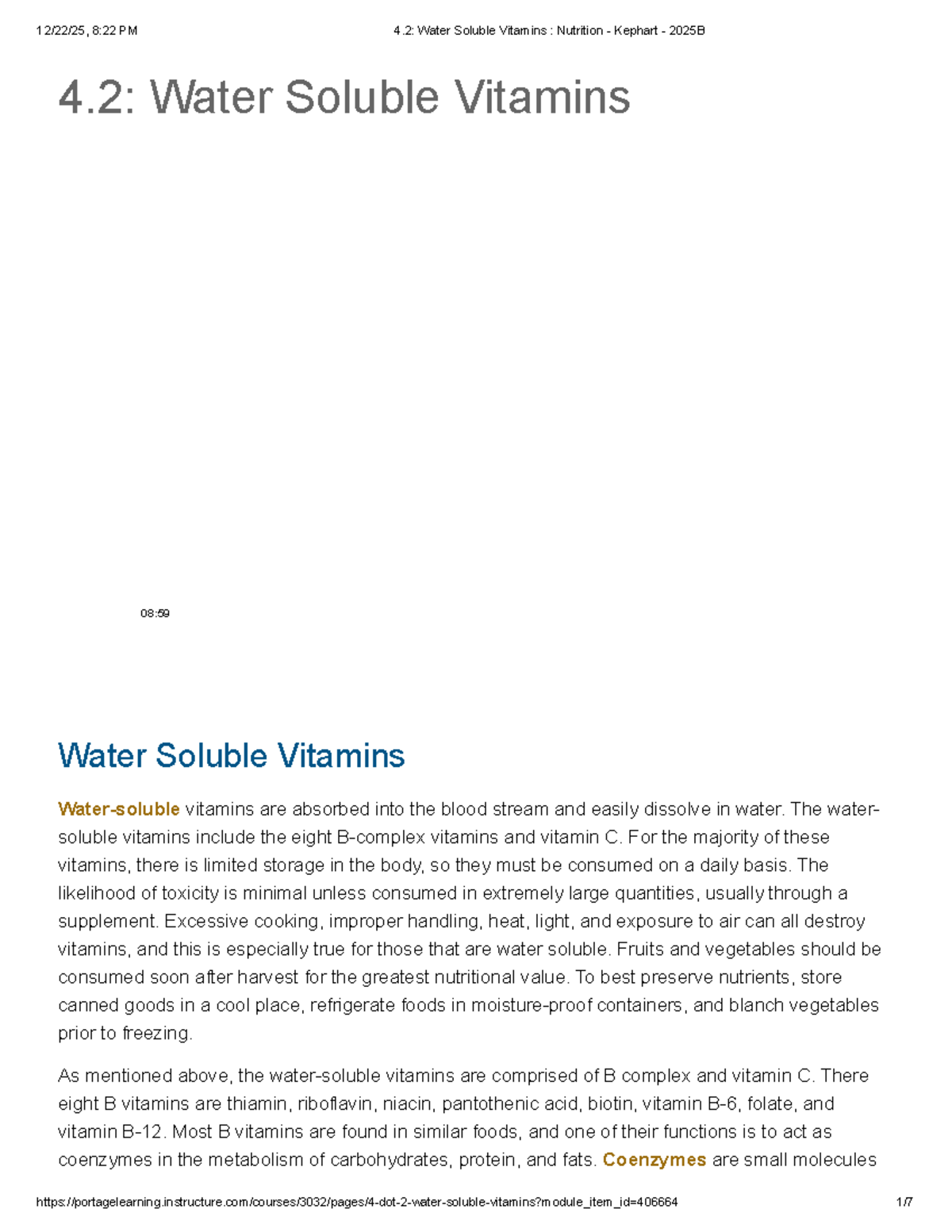 4.2 Water Soluble Vitamins: Key Insights for Nutrition Kephart 2025B ...
