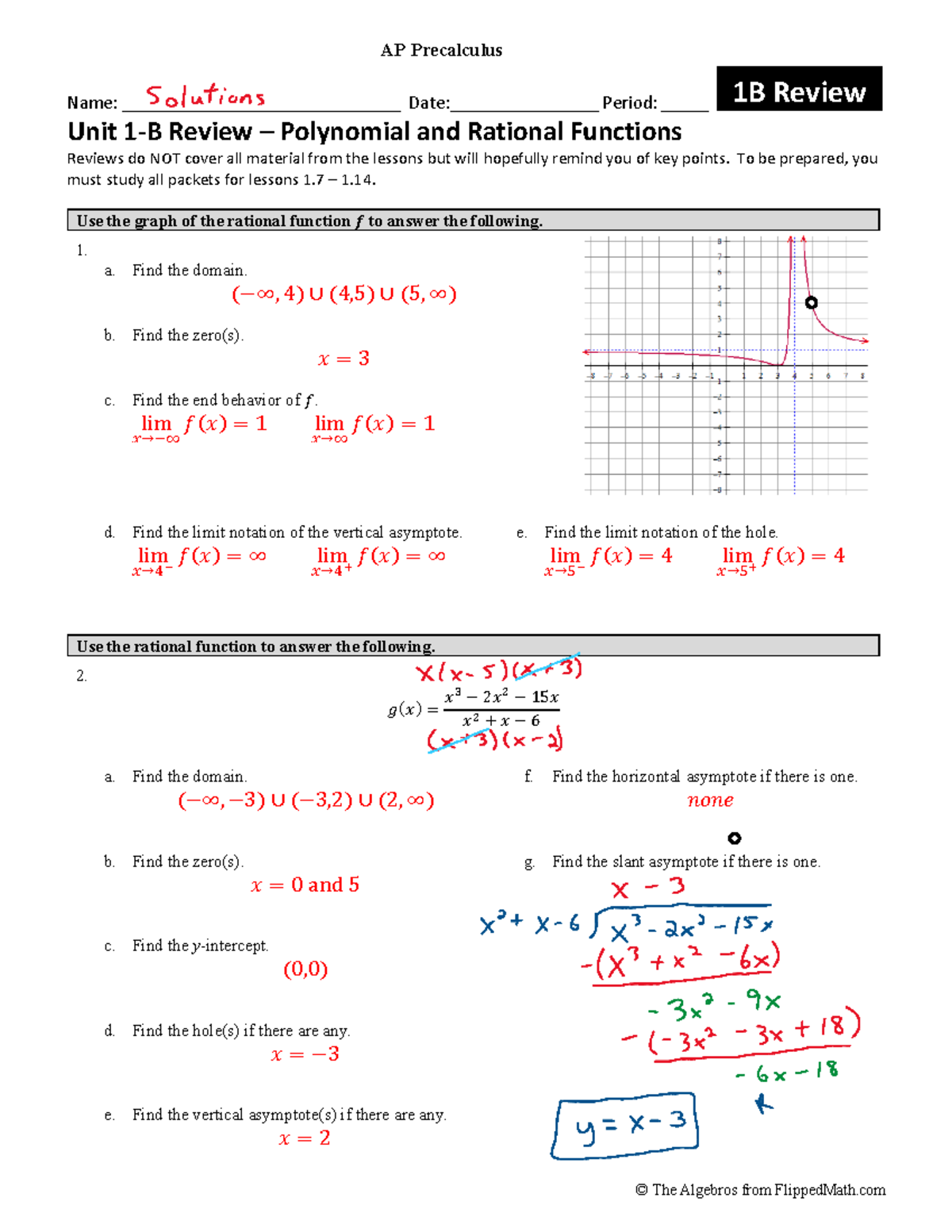 Appc unit 1b review solutions - Name: ______________________________ Date ...