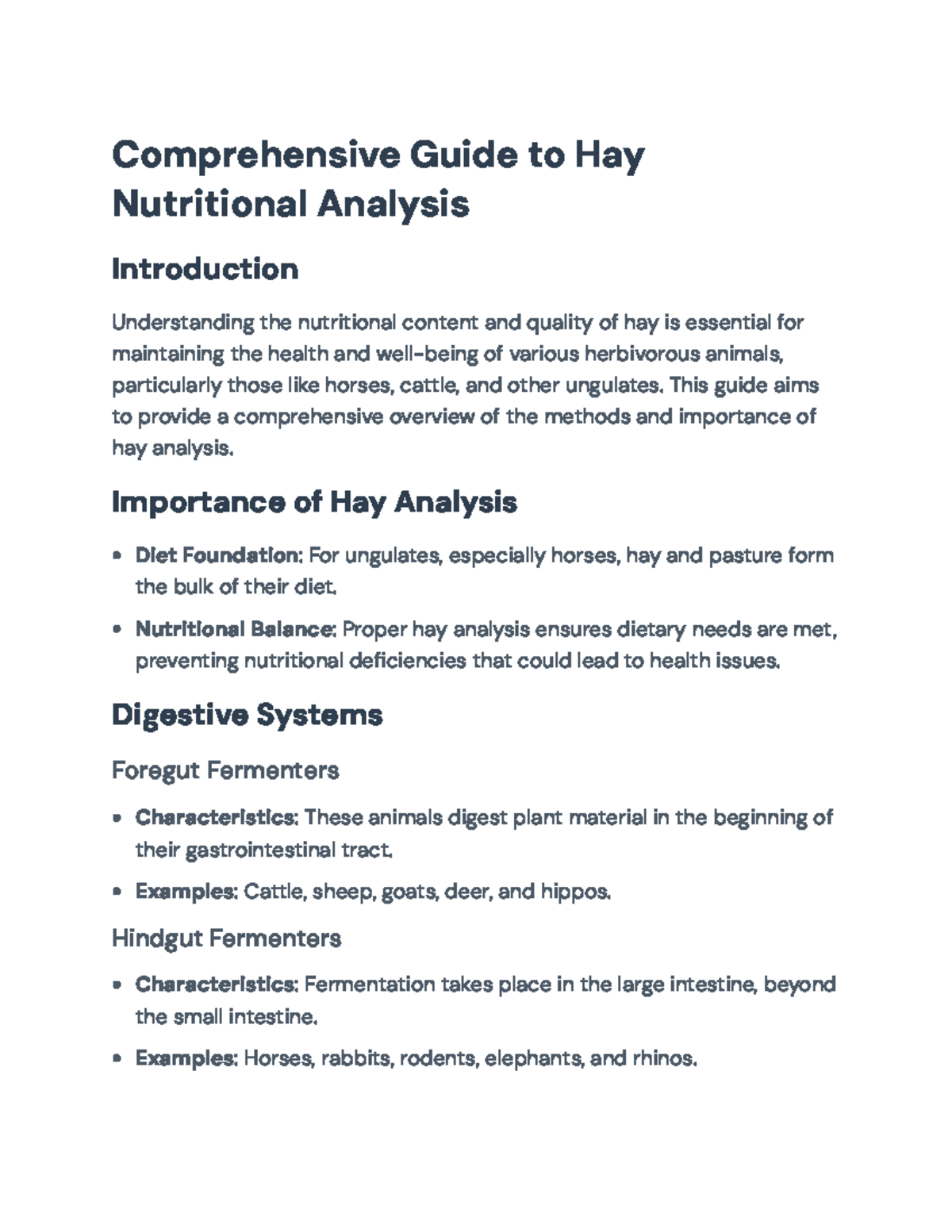 Comprehensive Guide to Hay Analysis and Nutritional Evaluation ...