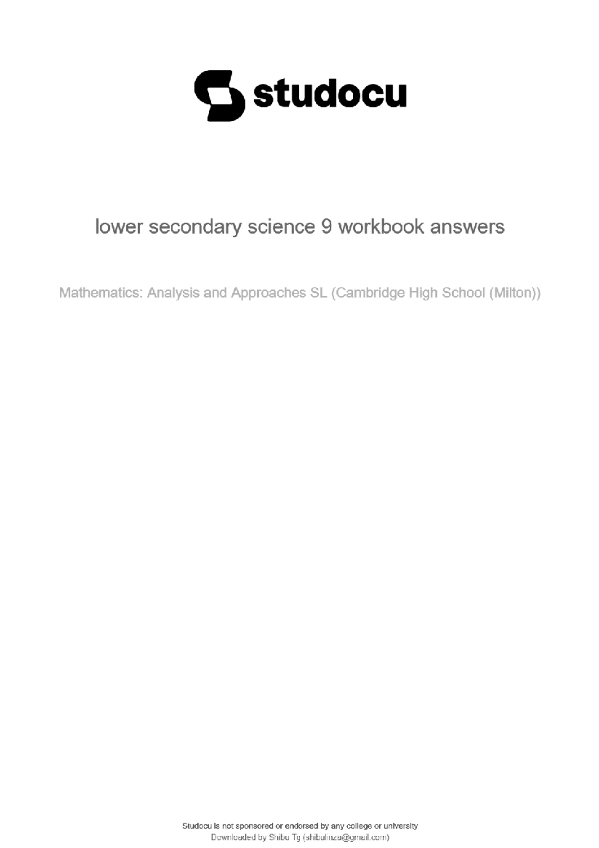 Cambridge Lower Secondary Science 9: Workbook Answers and Explanations ...