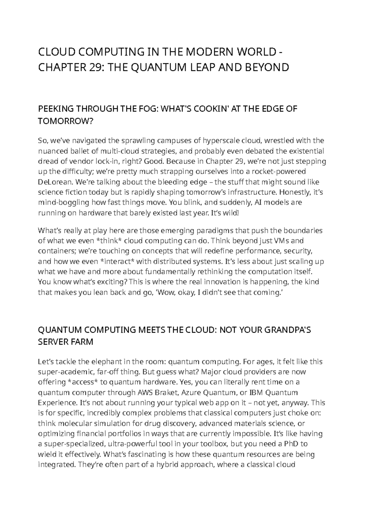 CLOUD COMPUTING 101: CH29 - QUANTUM LEAP & CONFIDENTIAL COMPUTING - Studocu