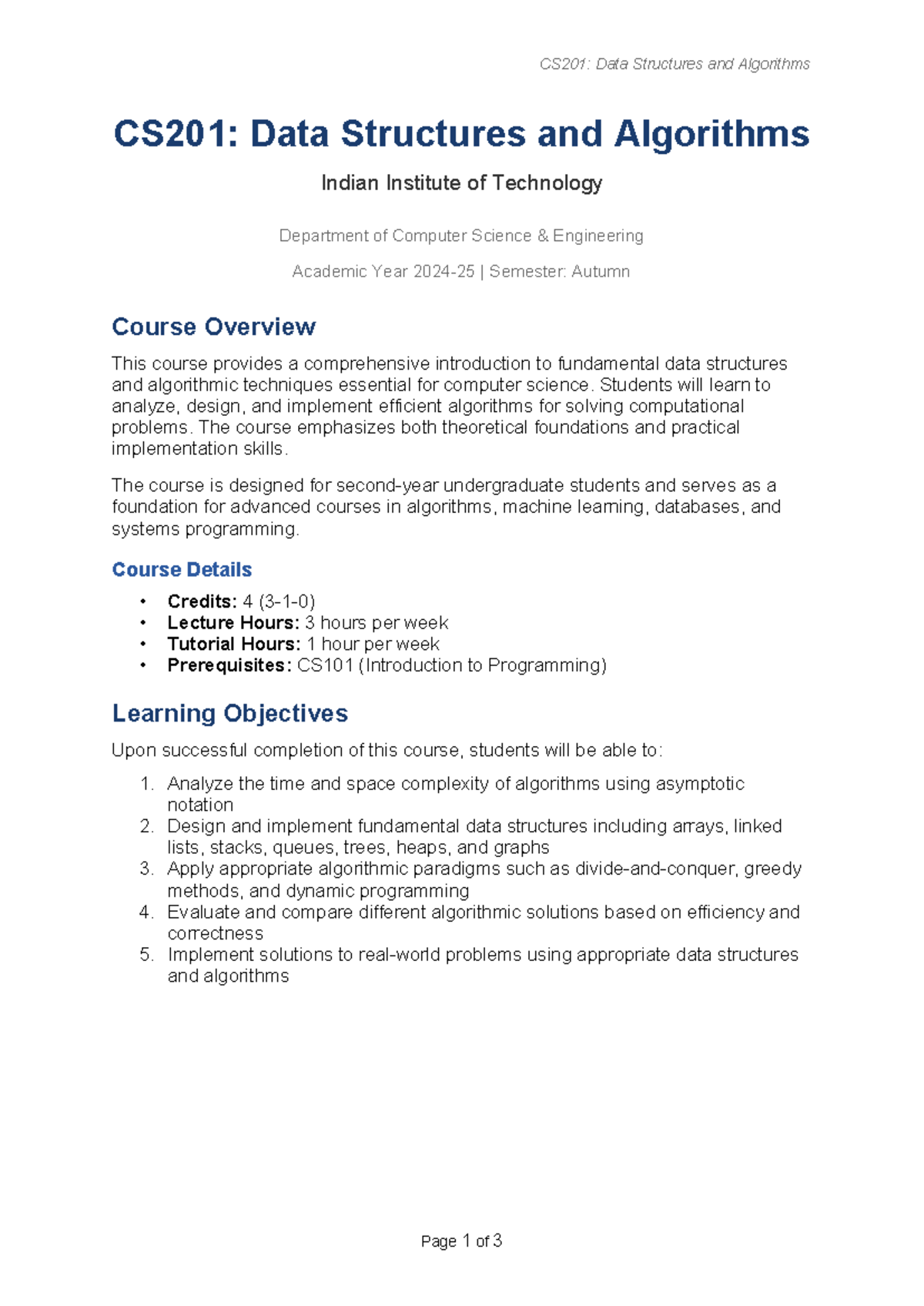 CS201: DSA Course Material Overview and Content - Studocu
