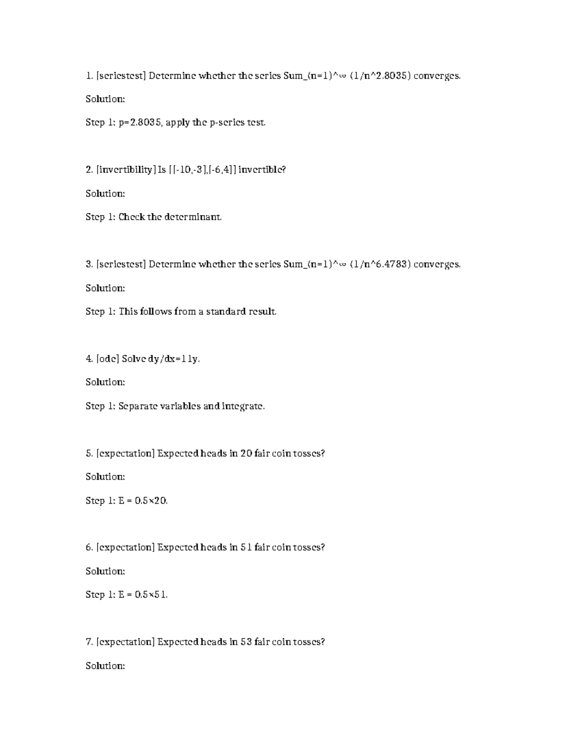 Math 1983/1955 - Convergence Tests & Expected Values Solutions - Studocu