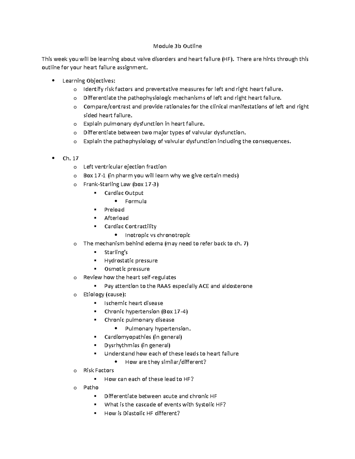 Cardiac 3B Outline: Valve Disorders & Heart Failure Learning Objectives ...