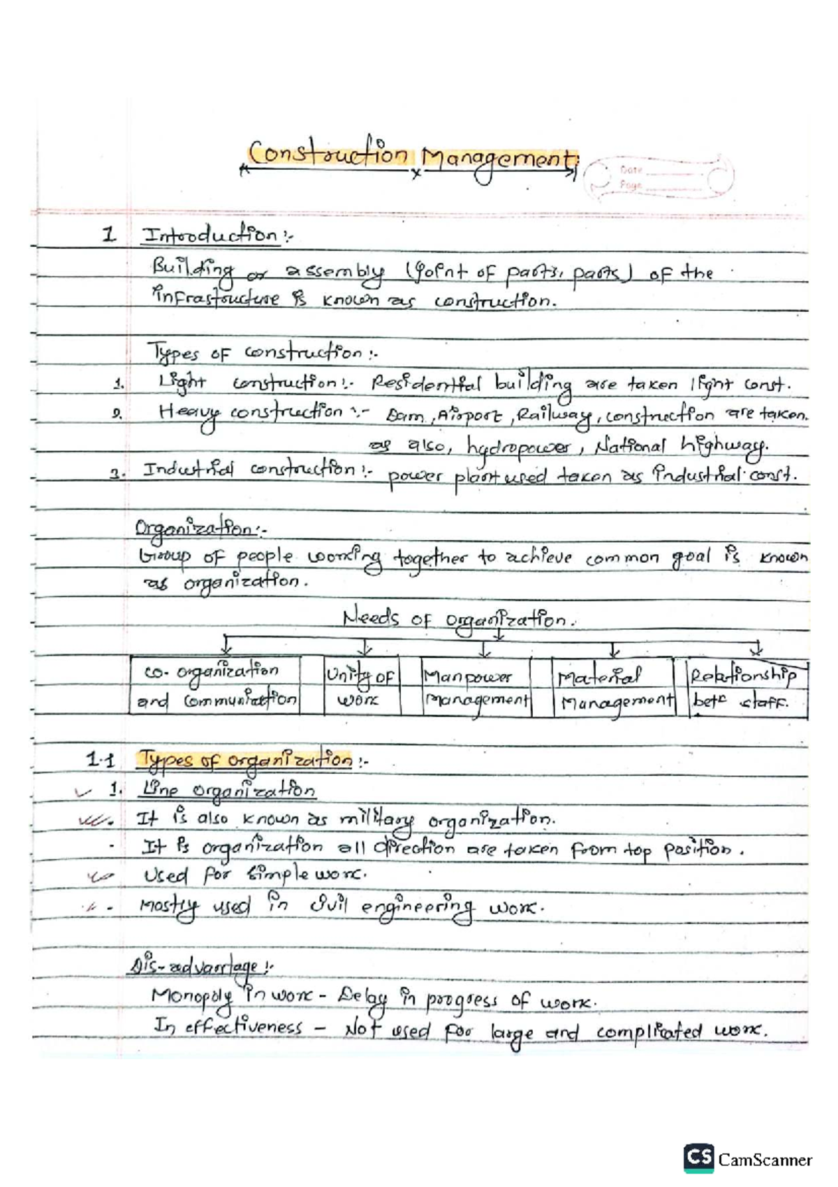 Construction Management CS: Overview of Types, Organizations, and - Studocu