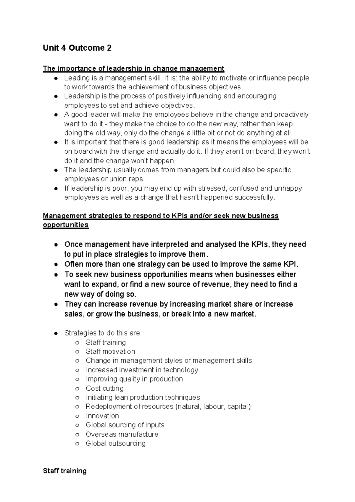 UNIT 4 Outcome 2: Leadership's Role in Change Management - Studocu