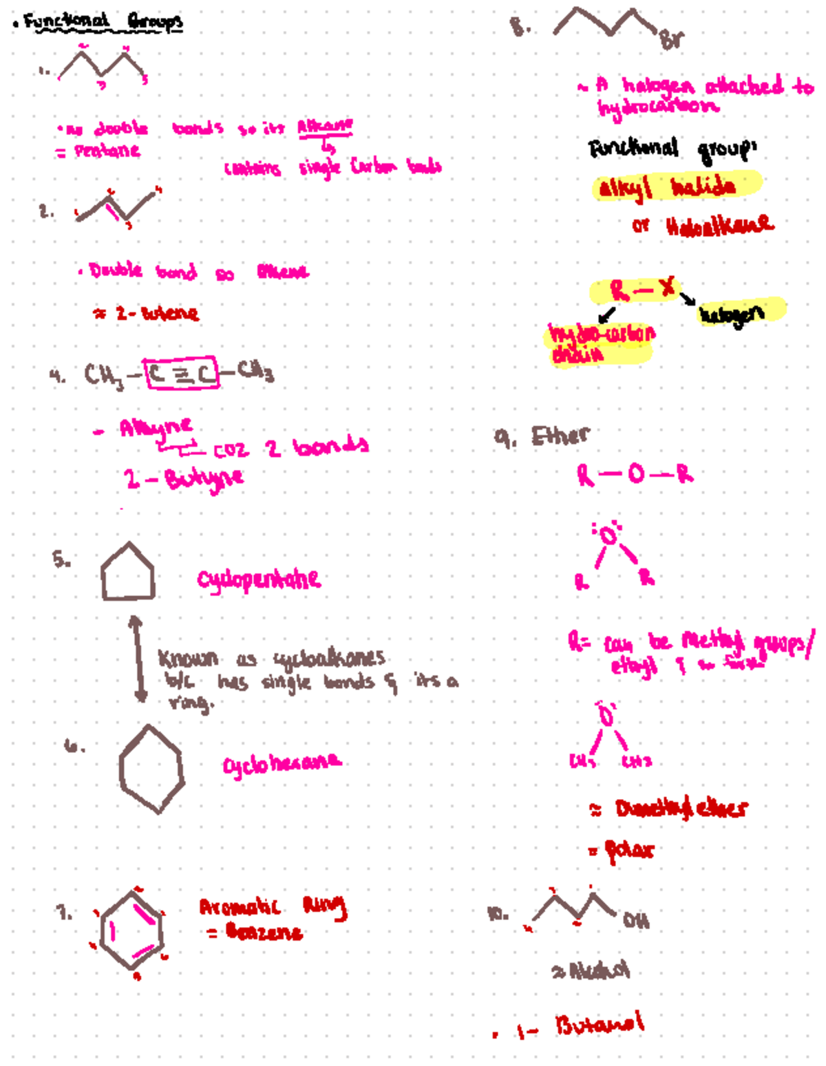 Orgo 101: Comprehensive Notes on Hydrocarbons and Functional Groups ...