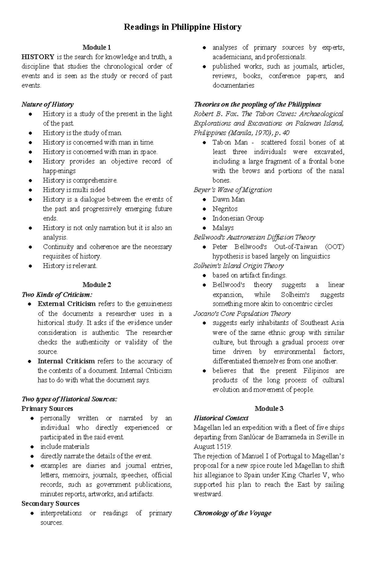 GEN 004 P1 Reviewer - Readings in Philippine History Module 1 HISTORY ...