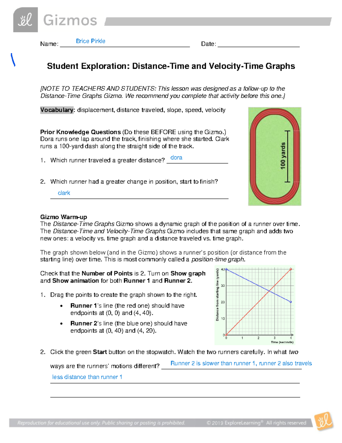 Running Lab Gizmos: Exploring Distance-Time & Velocity-Time Graphs ...